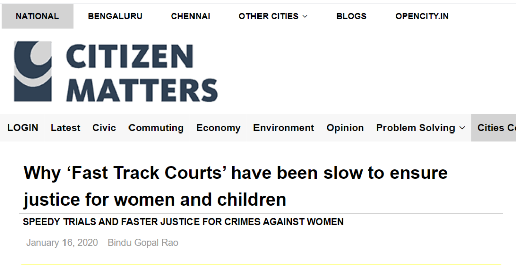 Fast Track Courts in Karnataka - Bindu Gopal Rao, Freelance Writer ...