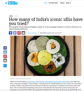 All About Idli - Bindu Gopal Rao, Freelance Writer & Photographer