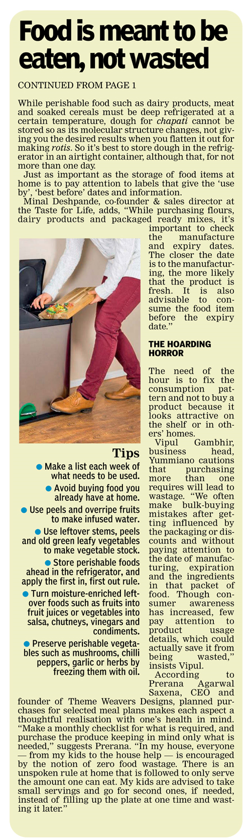 Control Food Waste - Bindu Gopal Rao, Freelance Writer & Photographer