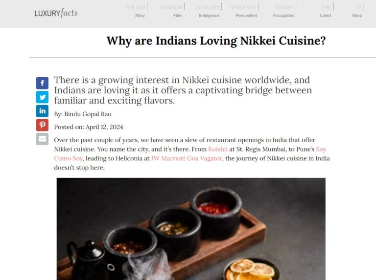 Nikkei Cuisine - Bindu Gopal Rao, Freelance Writer & Photographer